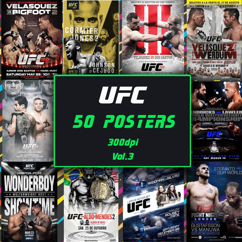 UFC Poster Set of 50, UFC Wall Art, MMA Wall Decor, Sport Prints ...