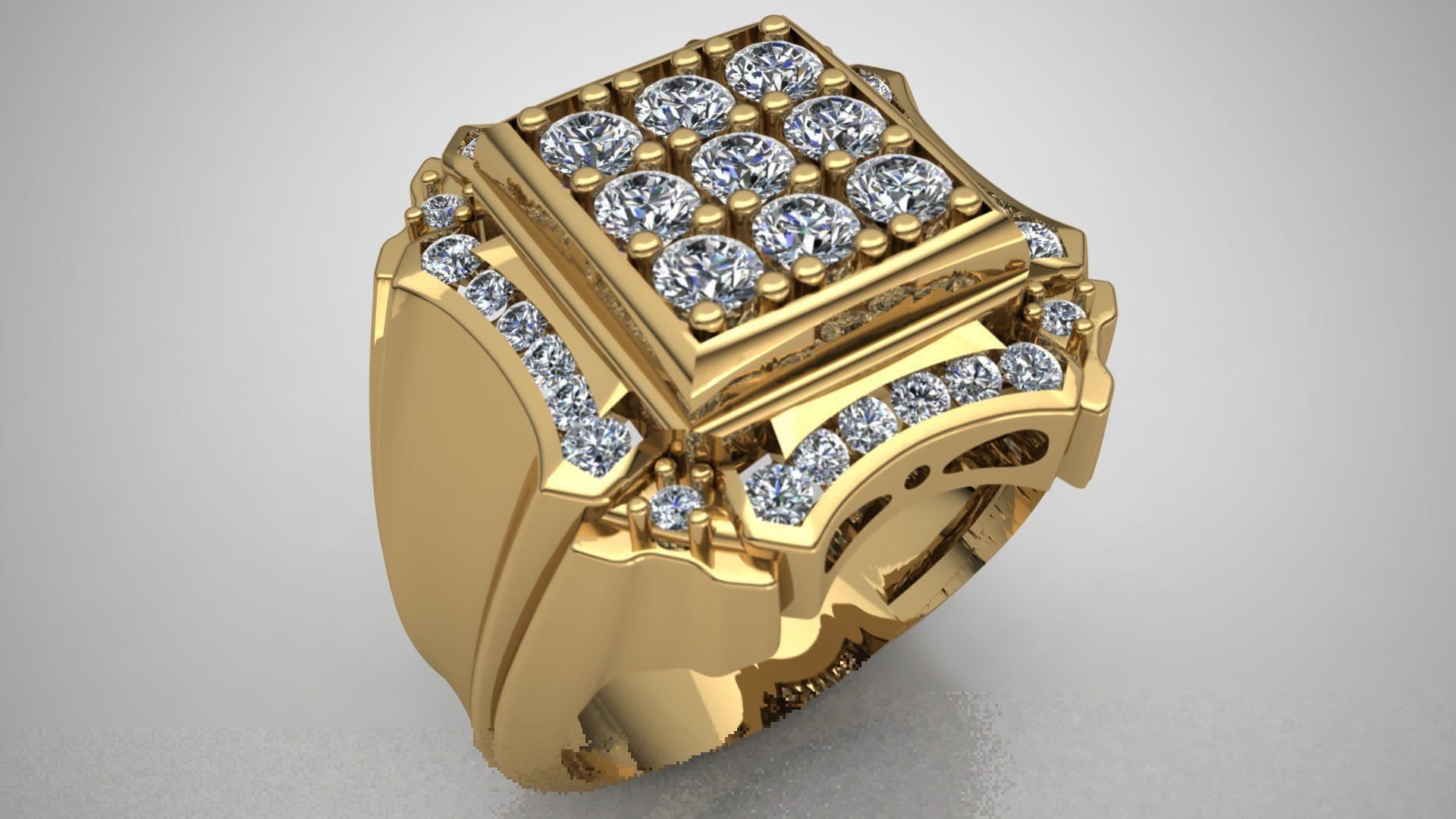 14k Solid Gold Diamonds Men Ring - Etsy