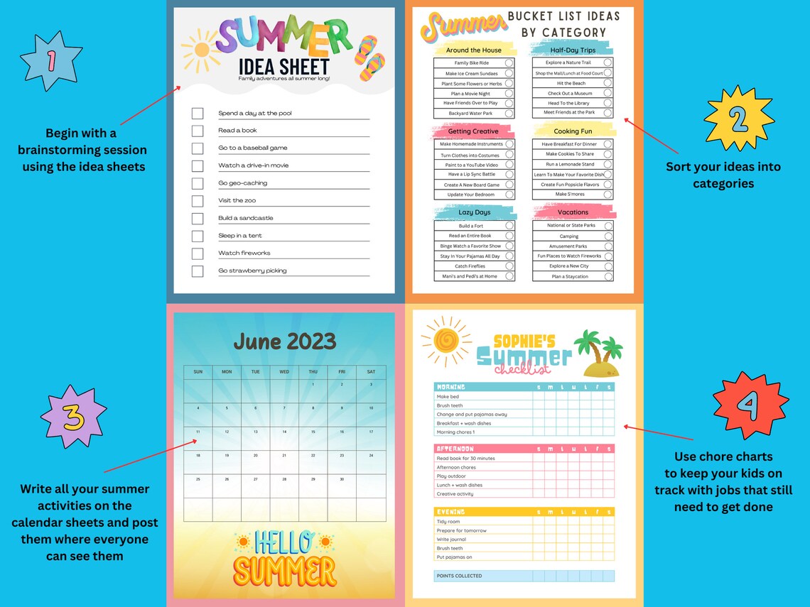Summer Bucket List Printable, Summer Break Ideas, Summer Fun Activities ...