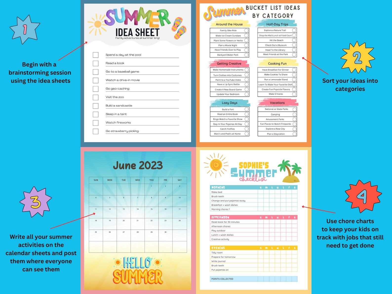 Summer Bucket List Printable, Summer Break Ideas, Summer Fun Activities ...