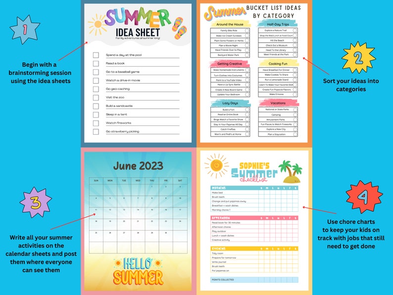 Summer Bucket List Printable, Summer Break Ideas, Summer Fun Activities ...