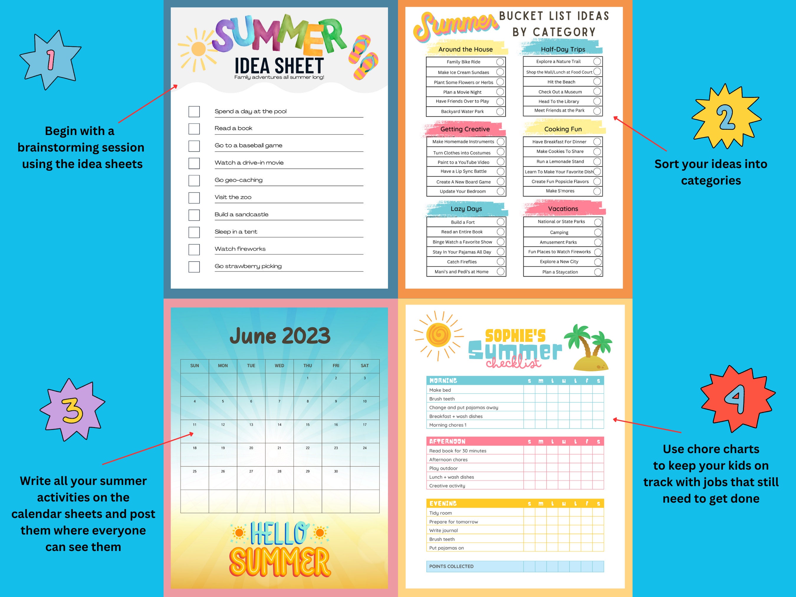 Summer Bucket List Printable, Summer Break Ideas, Summer Fun Activities ...