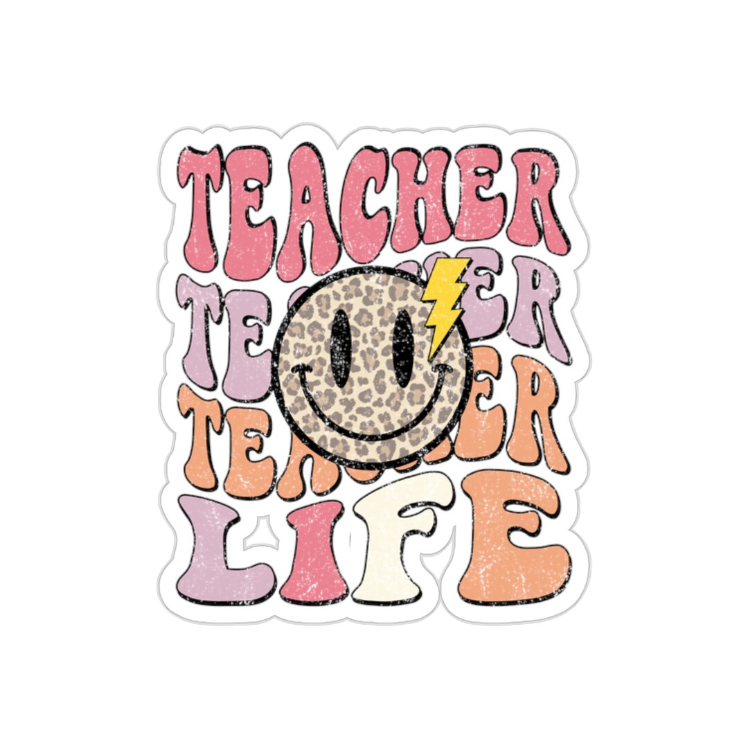 Retro Teacher Life Sticker, Vinyl Decal, Teacher Gift, Education ...