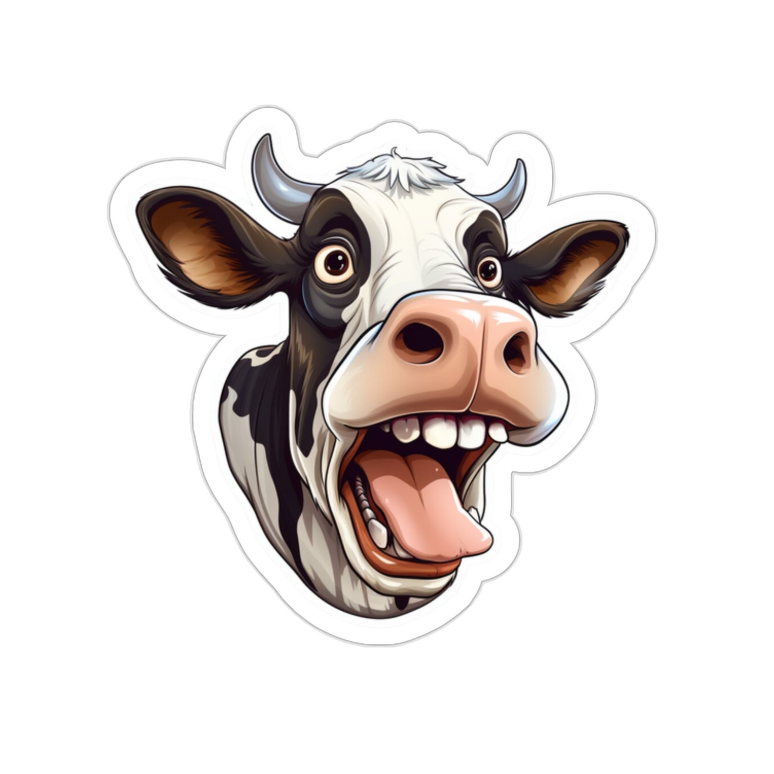 Laughing Cow Face Laptop Stickers, Cow Car Stickers, Phone Case ...