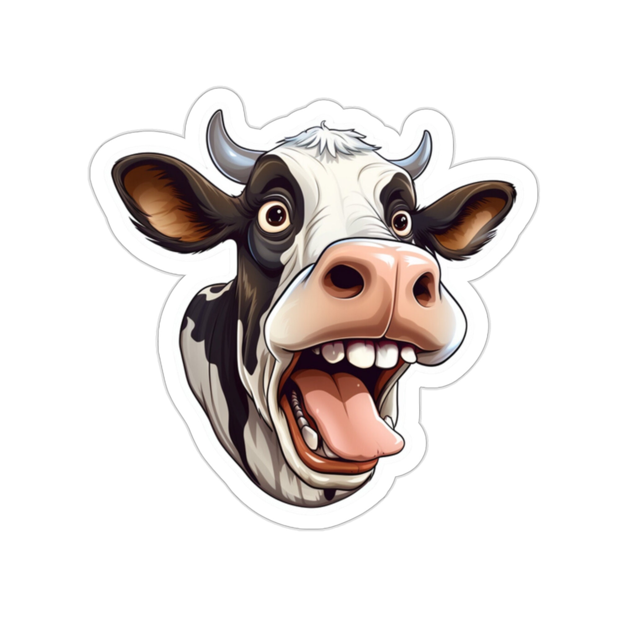 Laughing Cow Face Laptop Stickers, Cow Car Stickers, Phone Case ...