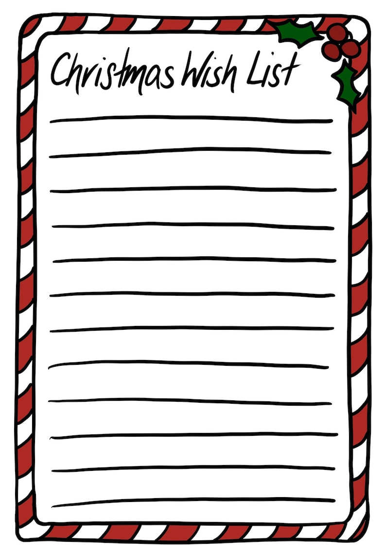 Dear Santa and Christmas Wish List Digital Templates - Etsy