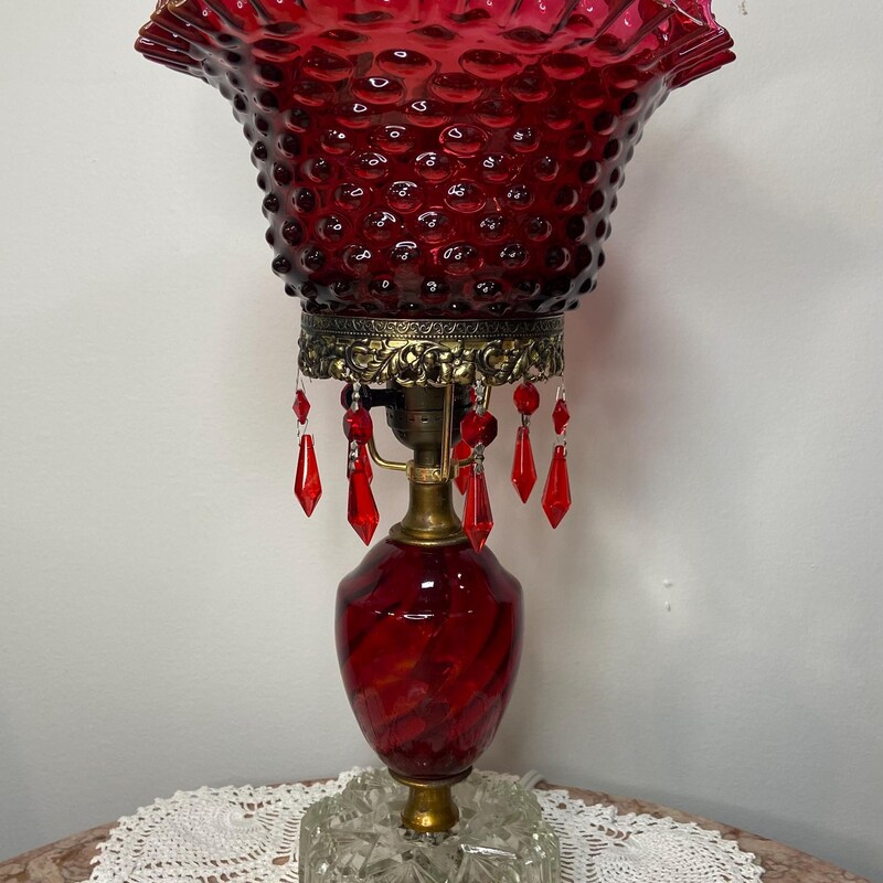 Cranberry Glass Lamp - Etsy