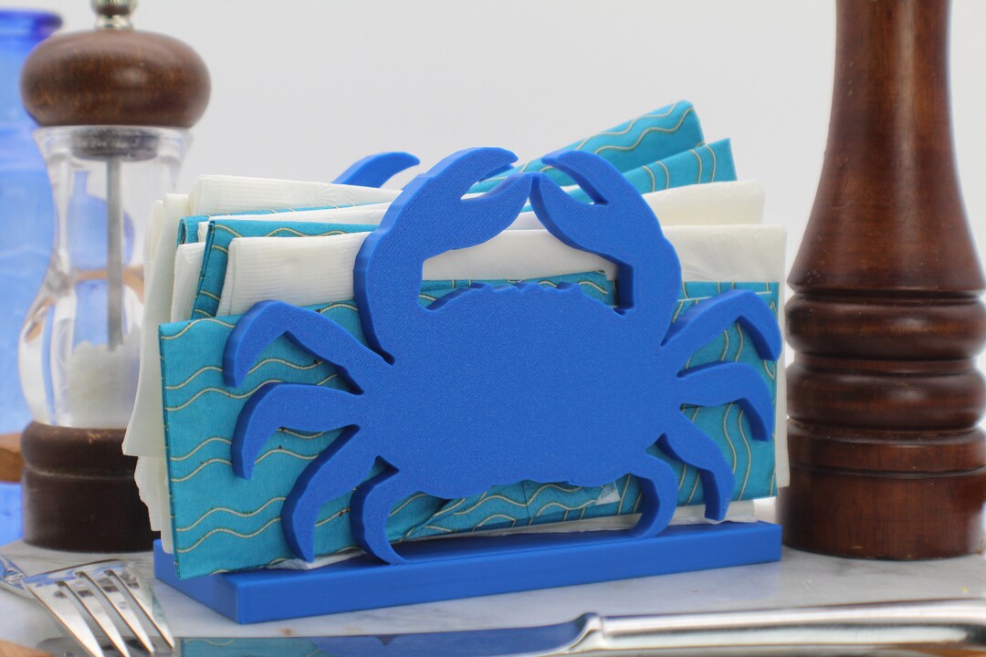 Blue Crab Napkin Holder Beach House Kitchen & Dining Decor Ocean Theme ...