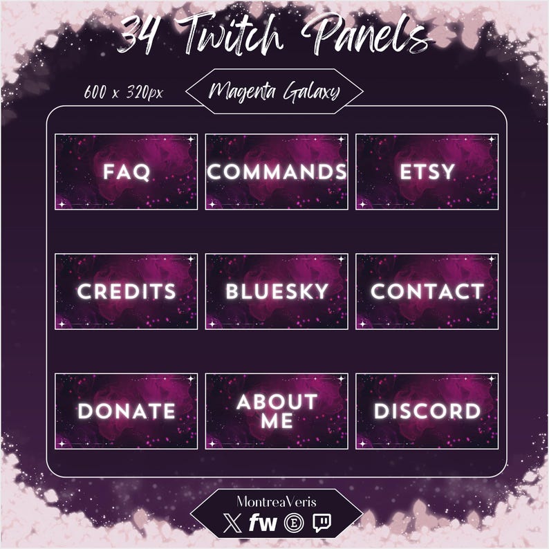 Magenta Galaxy Panels | Twitch | Stream | Digital Download - Etsy