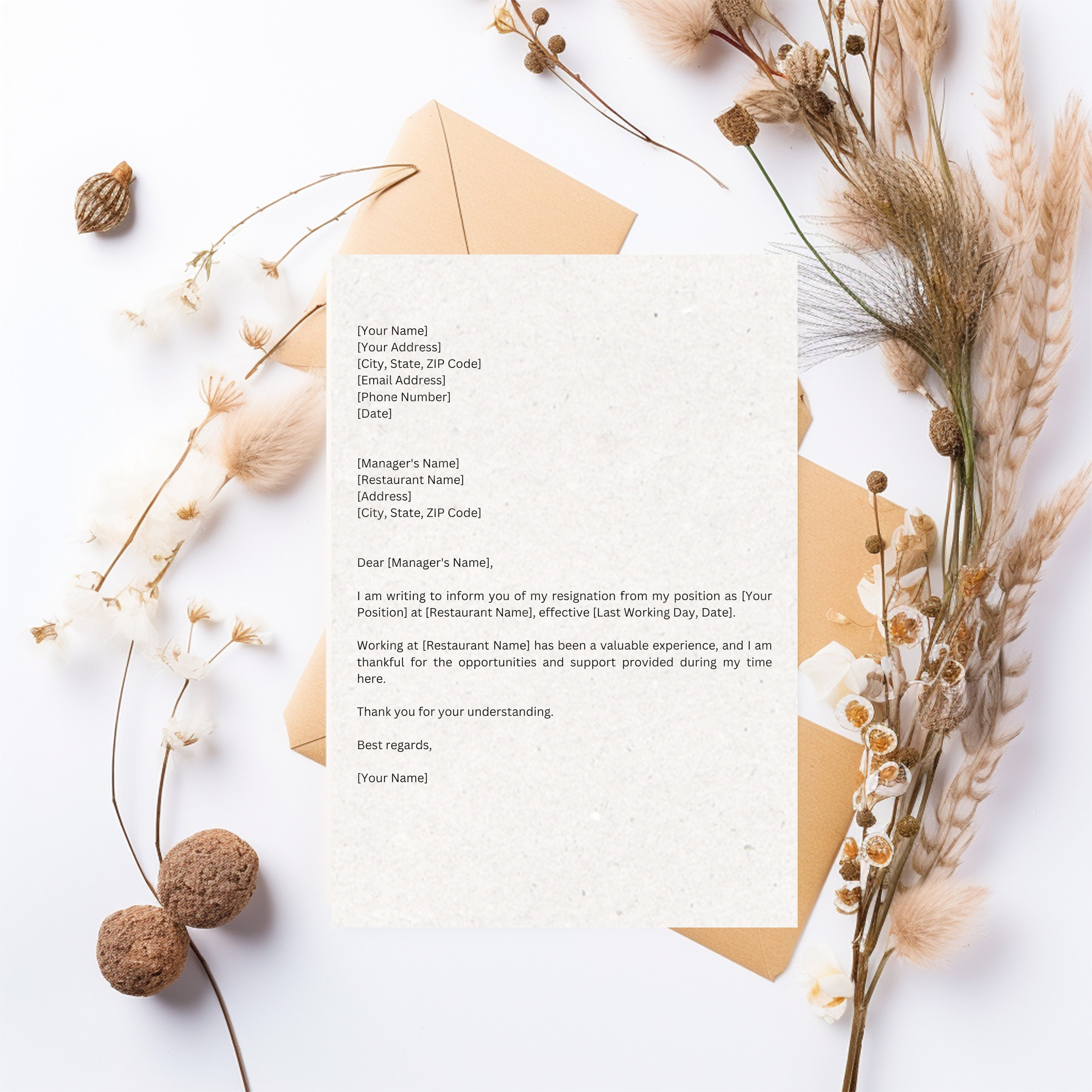 Fast Food | Simple Resignation Letter Template | Instant Download - Etsy