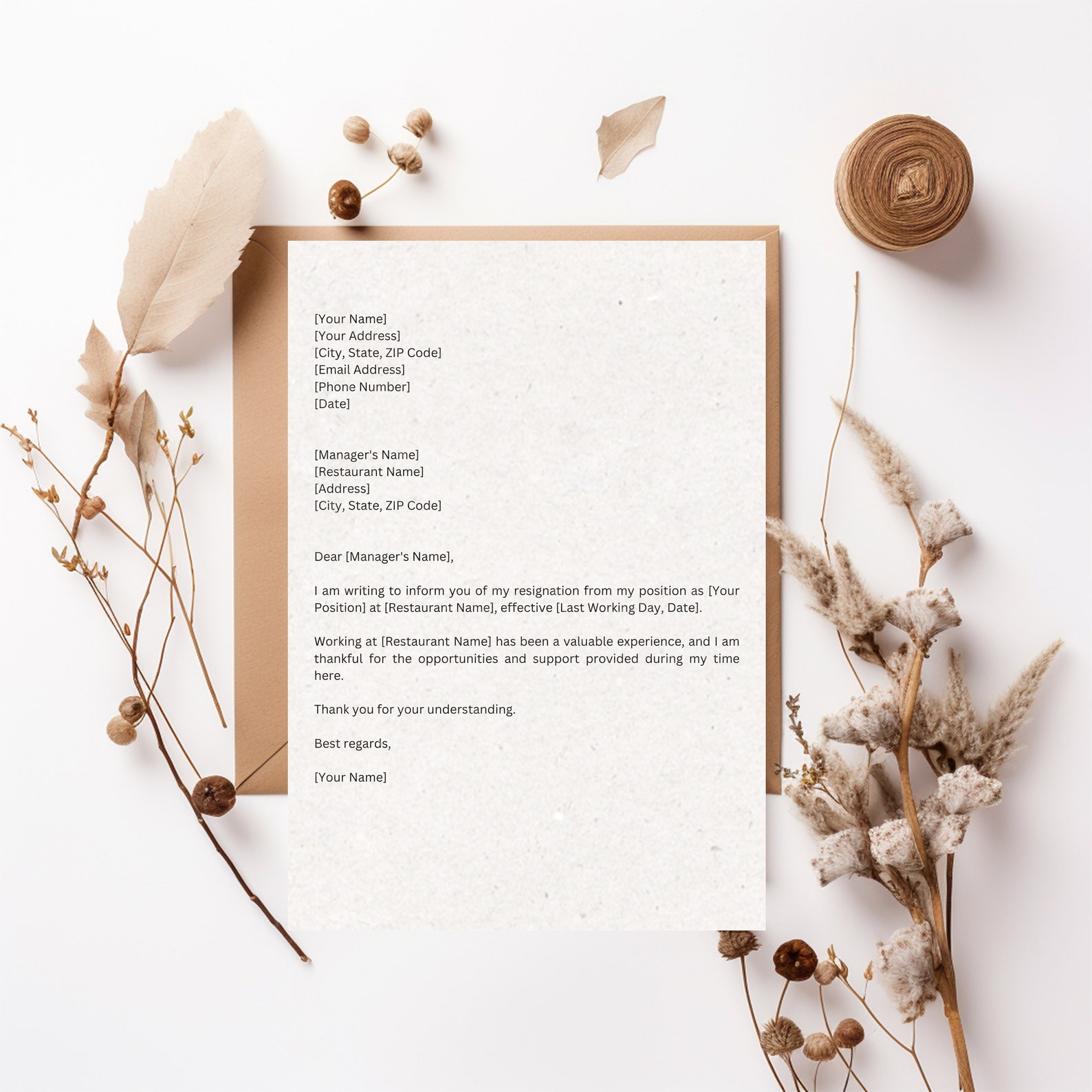Fast Food | Simple Resignation Letter Template | Instant Download - Etsy