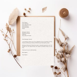 Fast Food | Simple Resignation Letter Template | Instant Download - Etsy