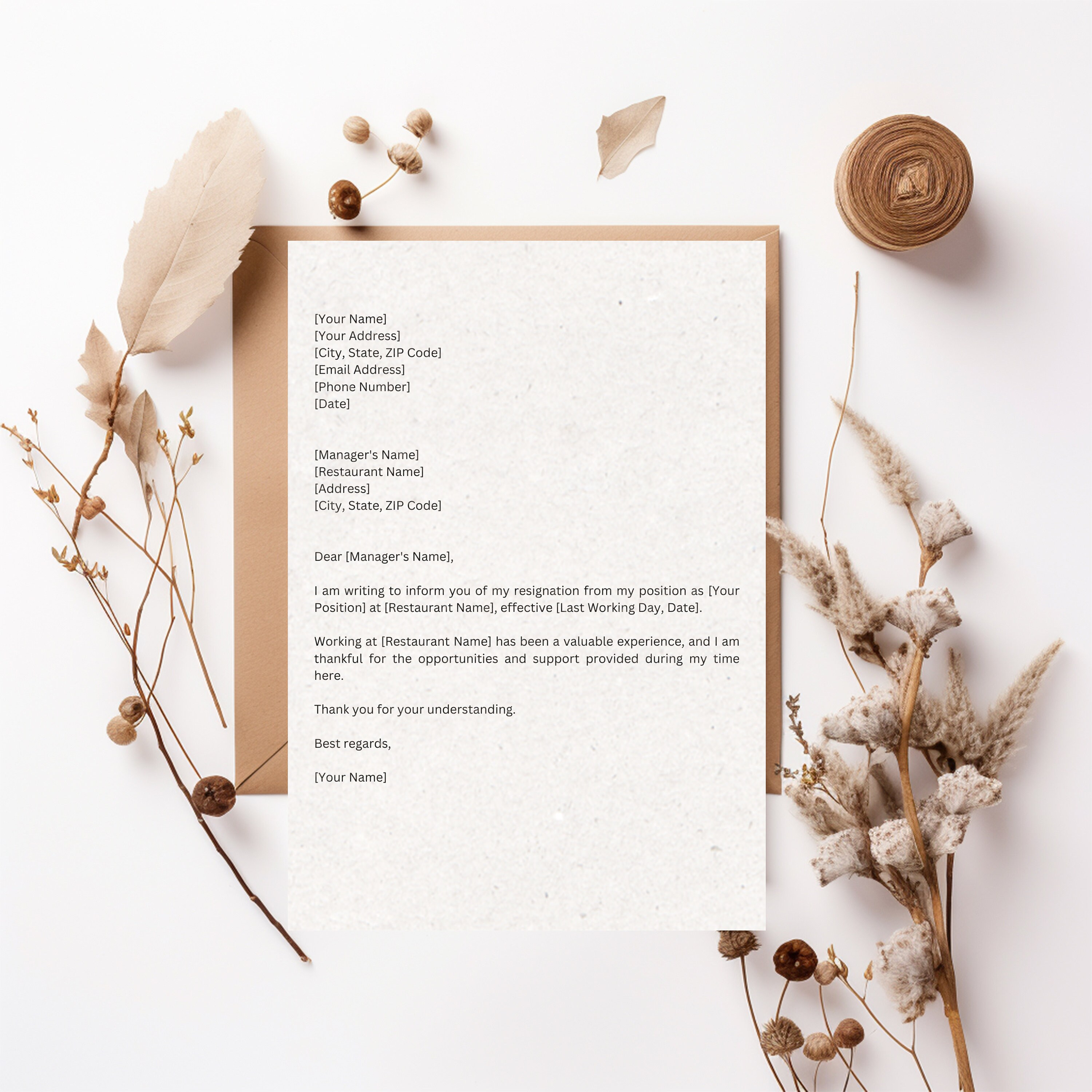Fast Food | Simple Resignation Letter Template | Instant Download - Etsy