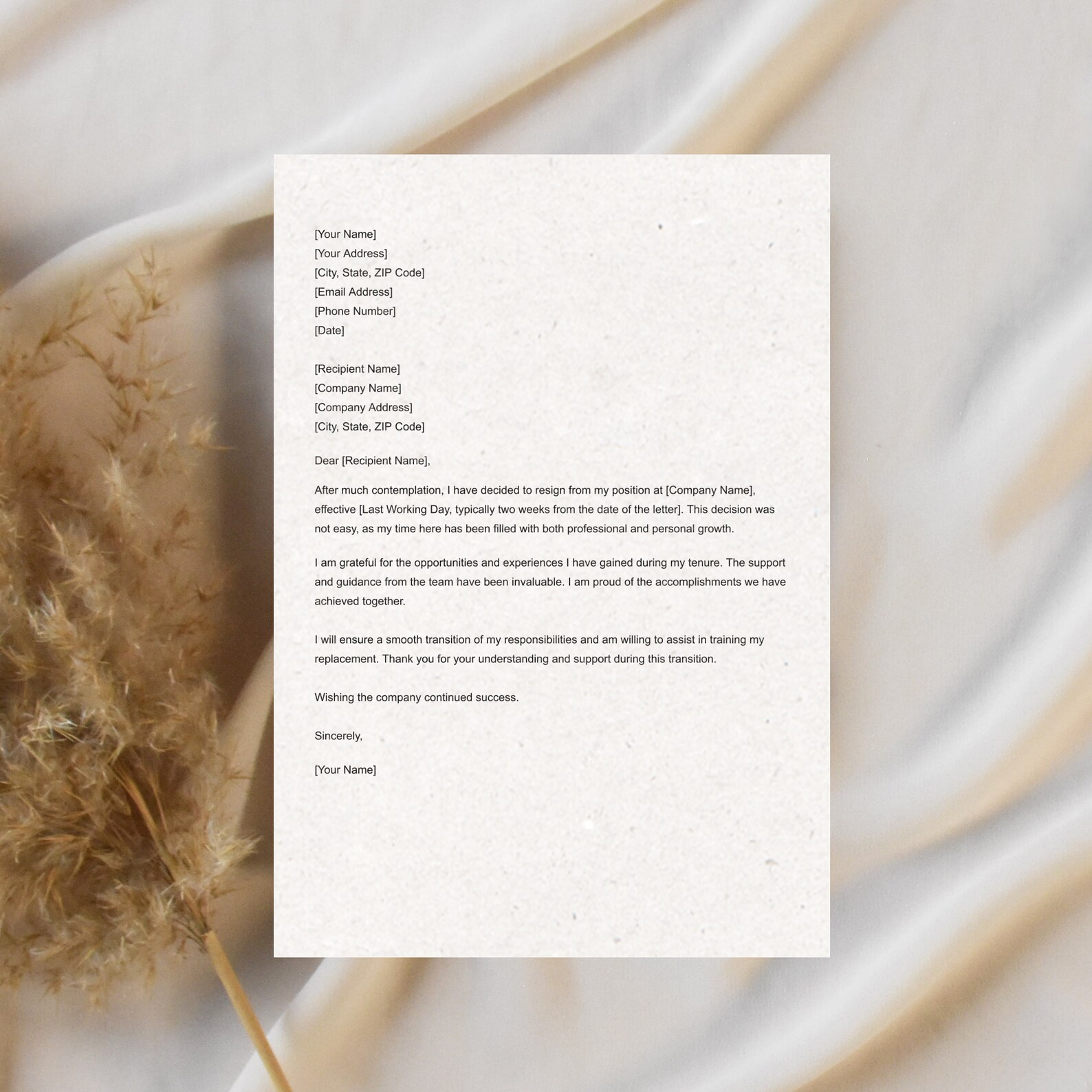 Simple Resignation Letter Template | Instant Download | Genx - Etsy