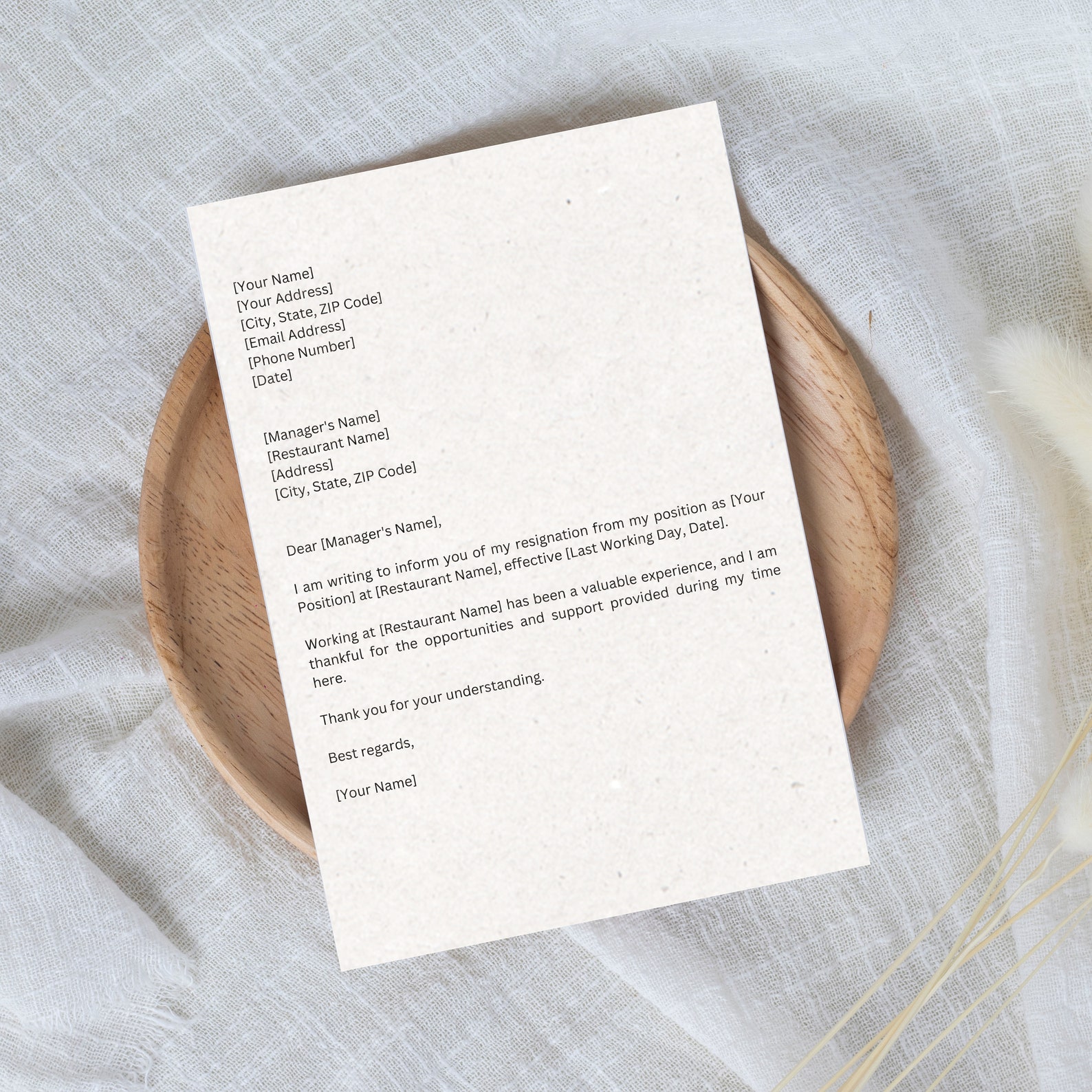 Fast Food | Simple Resignation Letter Template | Instant Download - Etsy