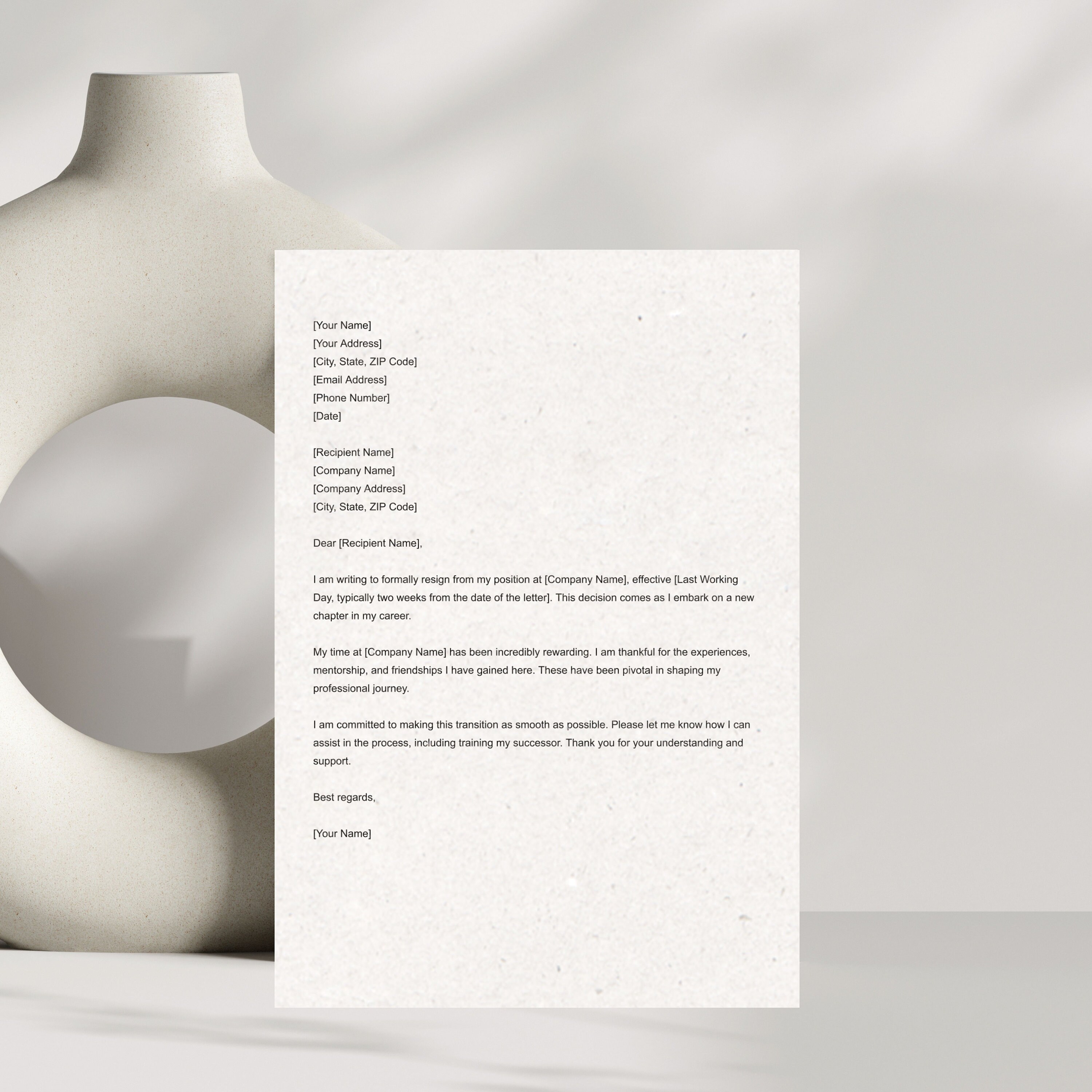 Simple Resignation Letter Template | Instant Download | Genx - Etsy