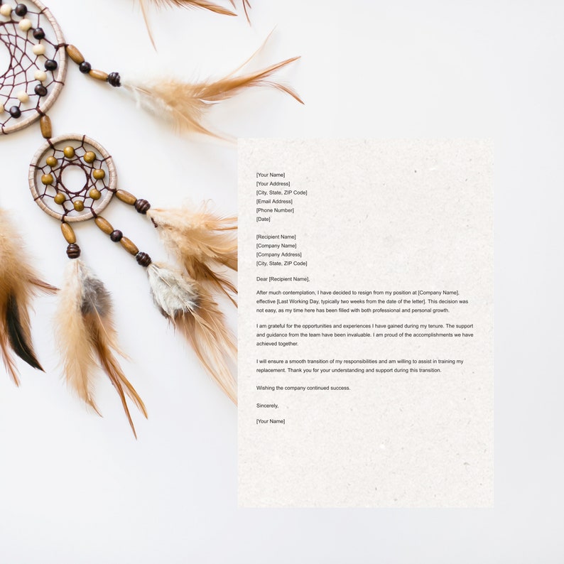 Simple Resignation Letter Template | Instant Download | Genx - Etsy