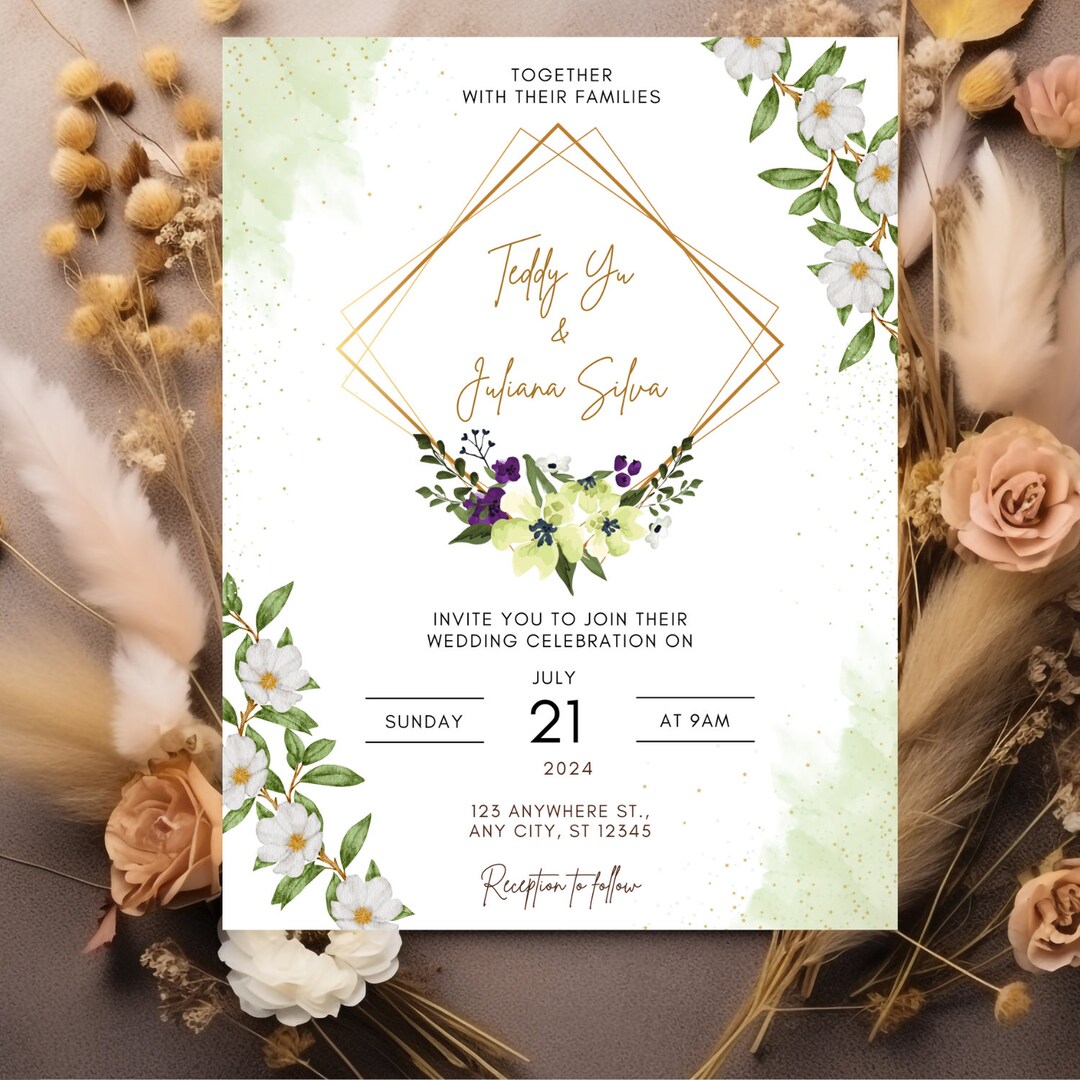 Editable Wedding Invitation Template | Printable Digital Download ...