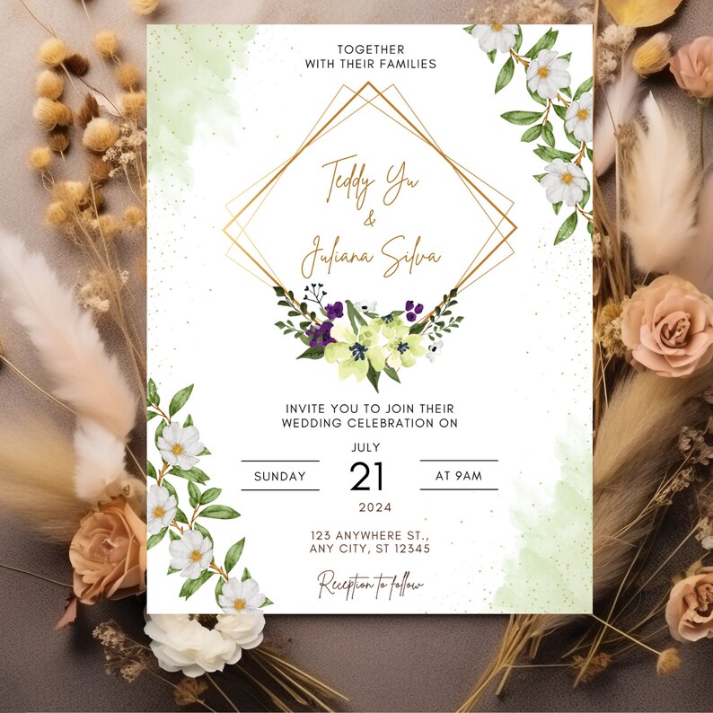 Editable Wedding Invitation Template | Printable Digital Download ...