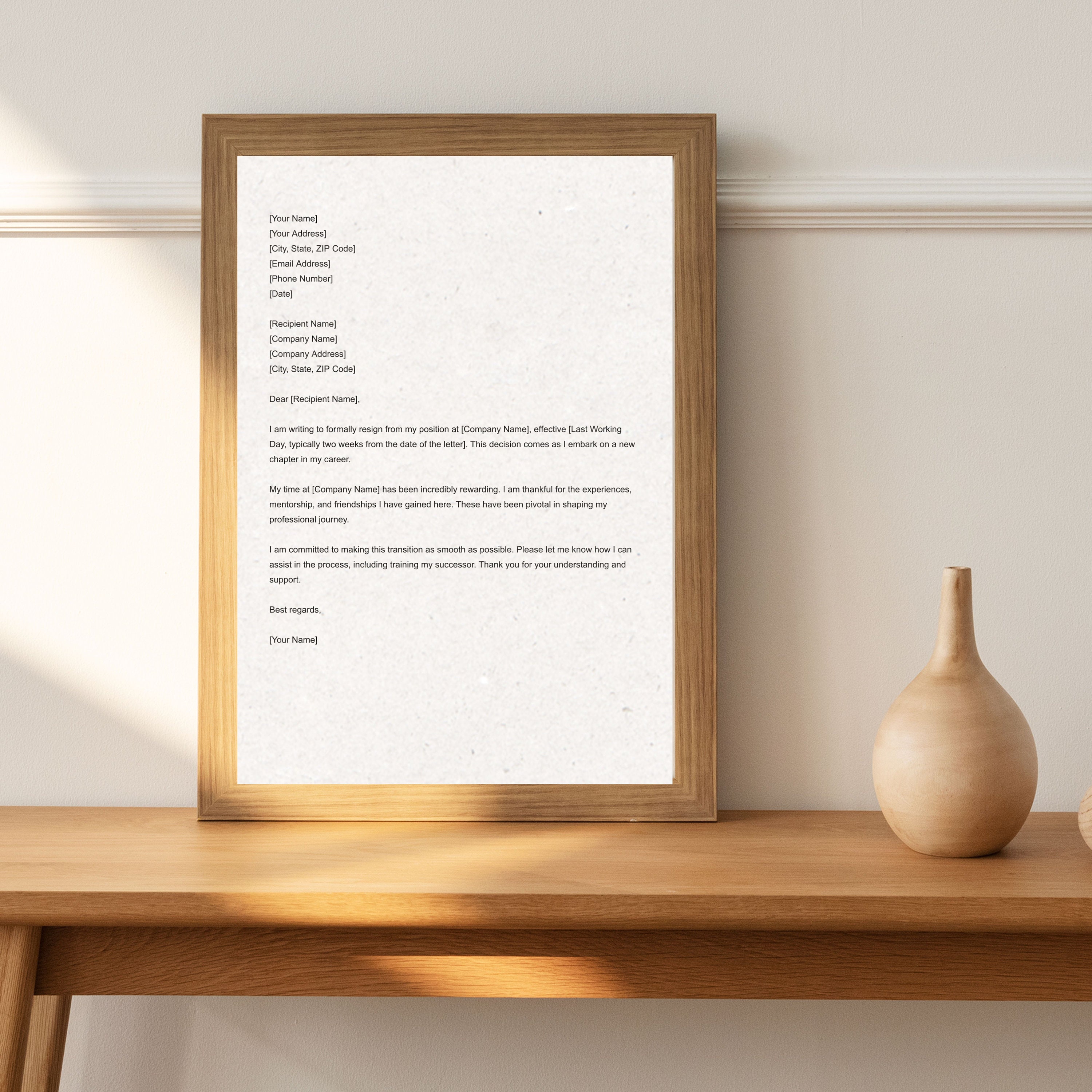 Simple Resignation Letter Template | Instant Download | Genx - Etsy