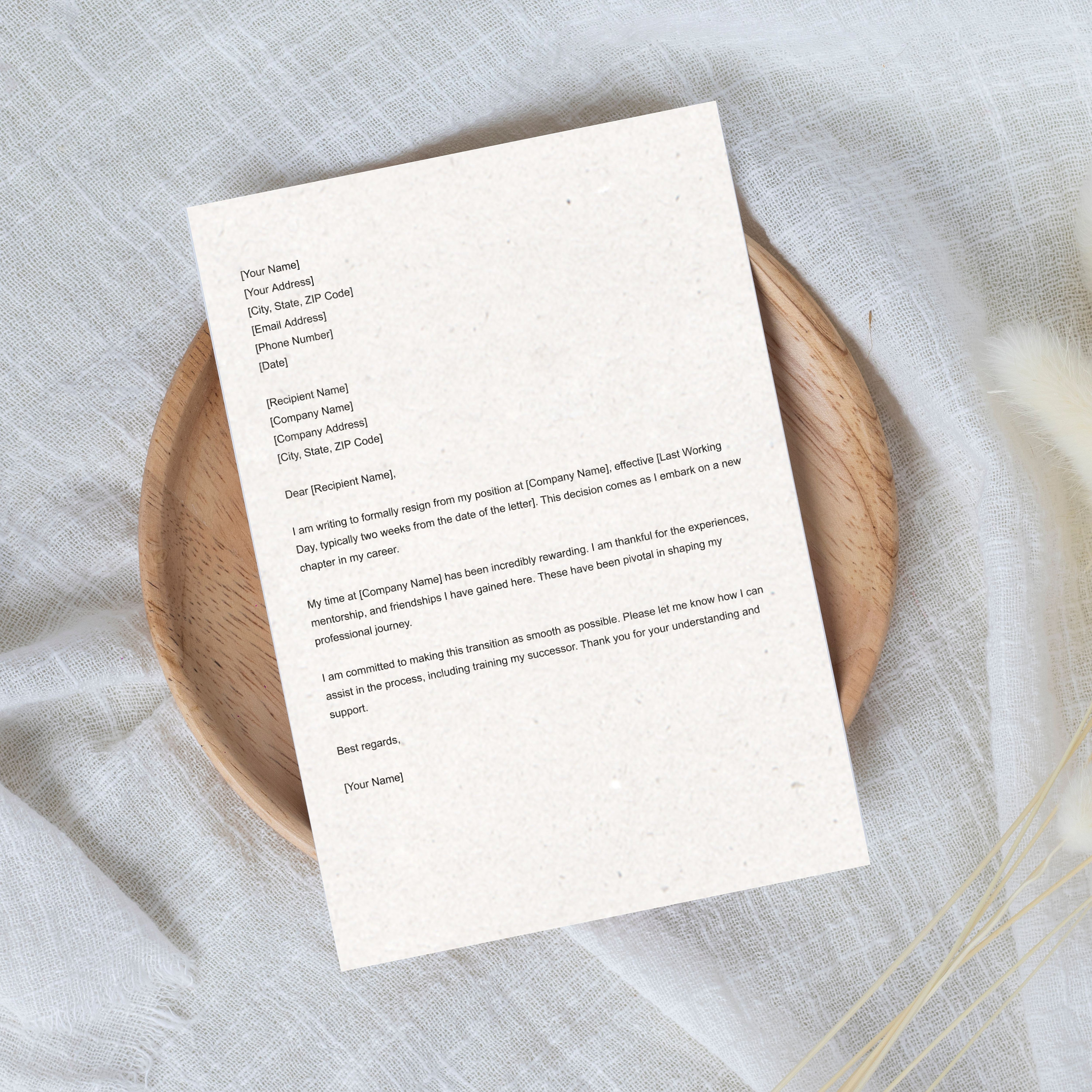 Simple Resignation Letter Template | Instant Download | Genx - Etsy