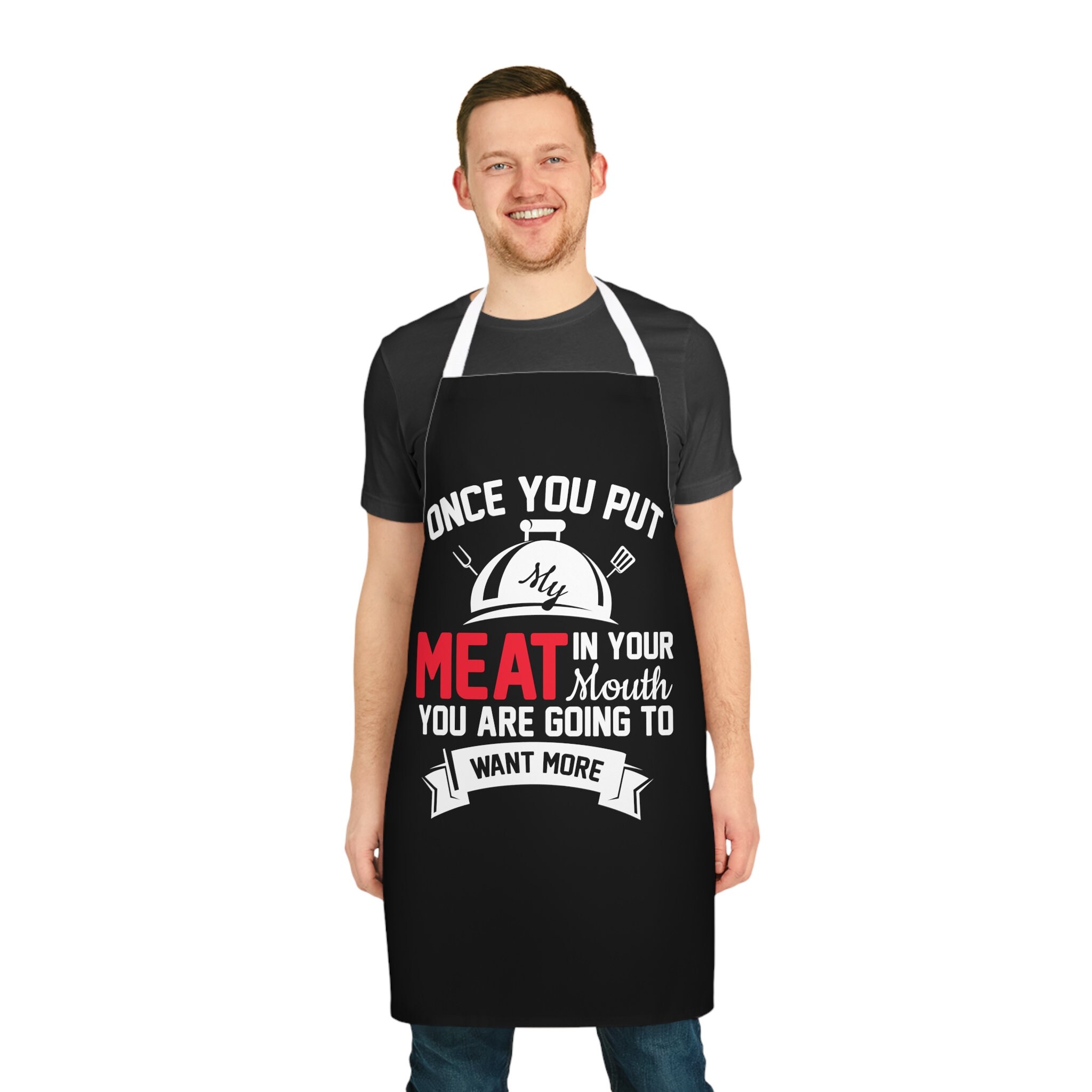 Funny Apron Personalized Apron BBQ Apron Meat in Your Mouth Custom ...