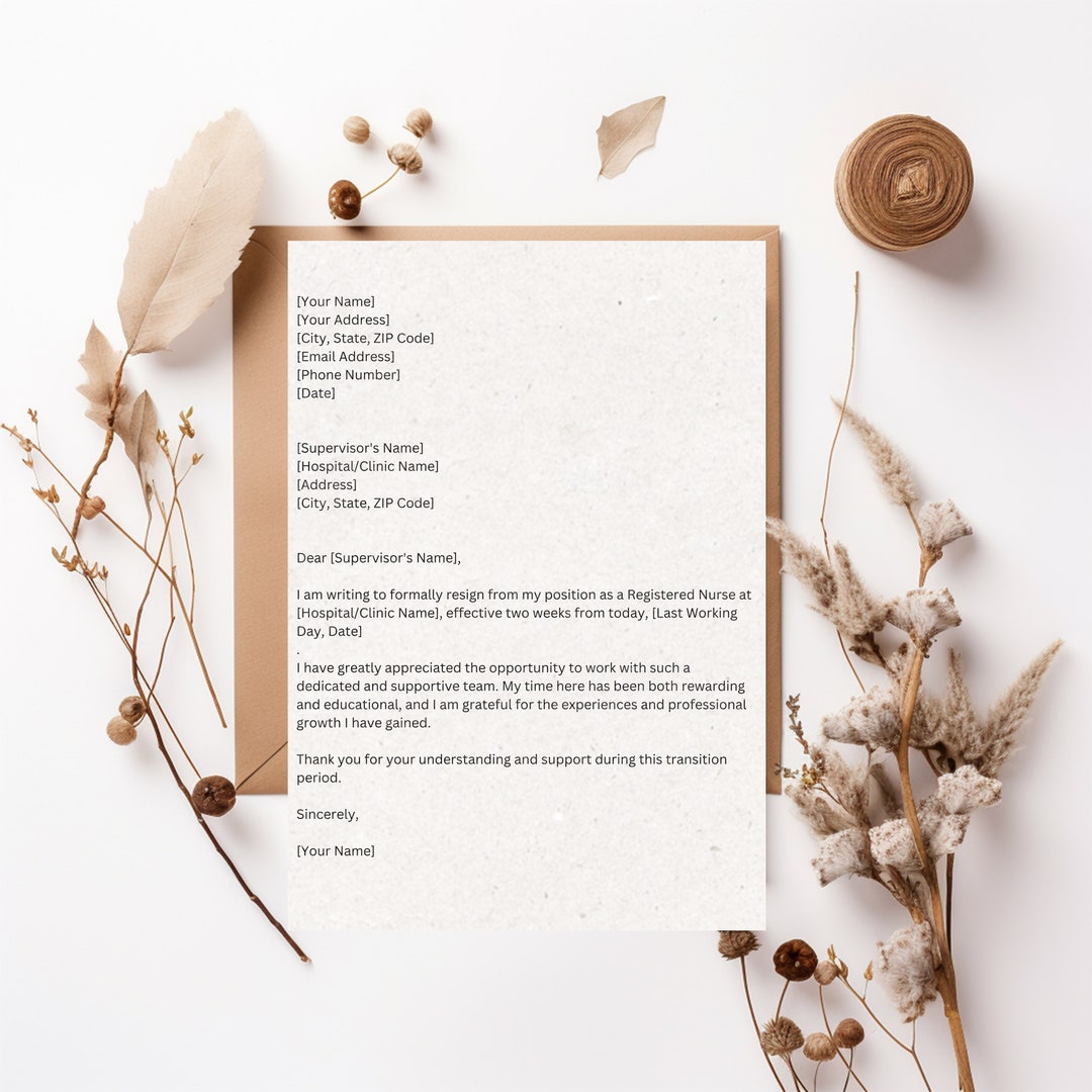 Simple Resignation Letter Template | Instant Download - Etsy