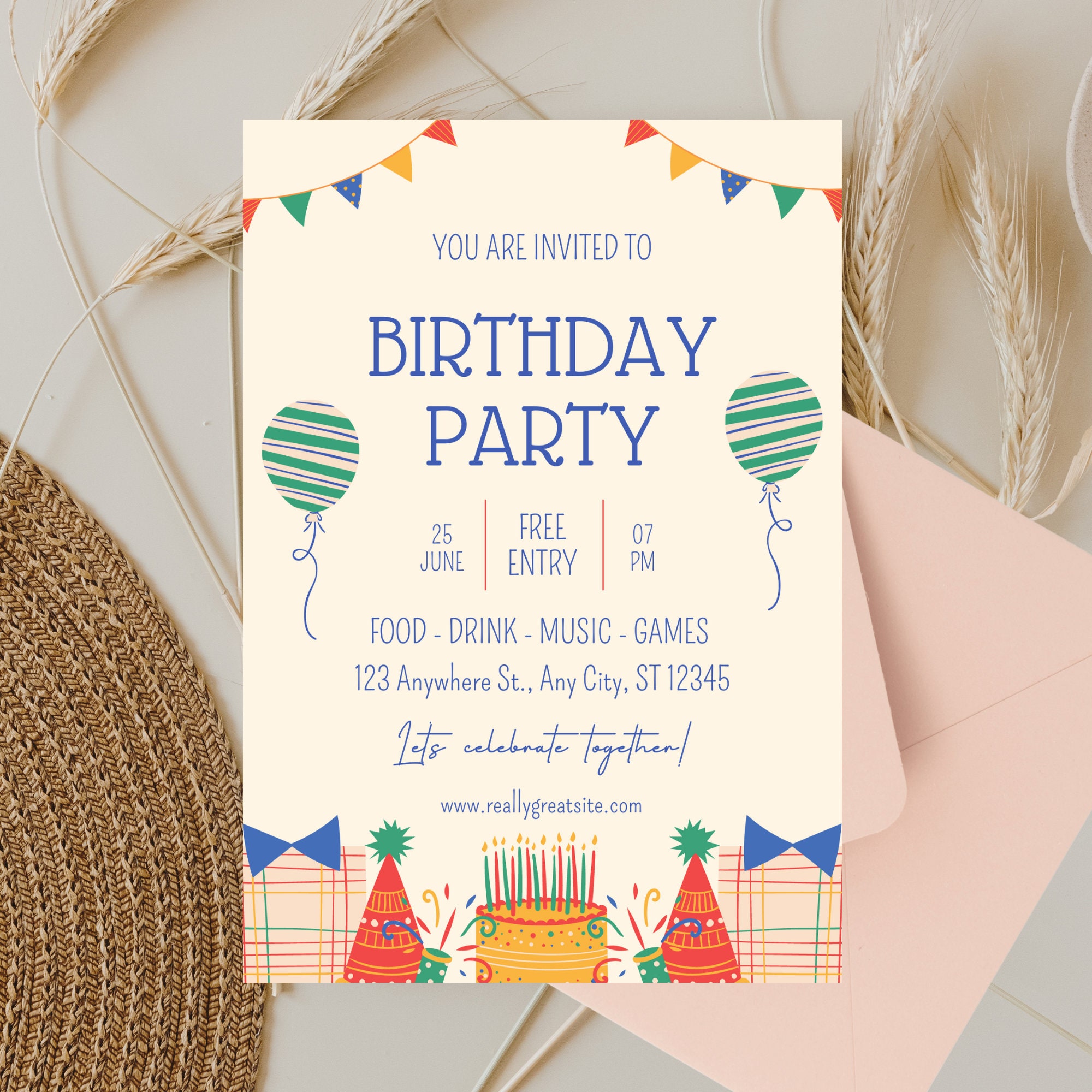 Editable Birthday Invitation Template | Printable Digital Download ...