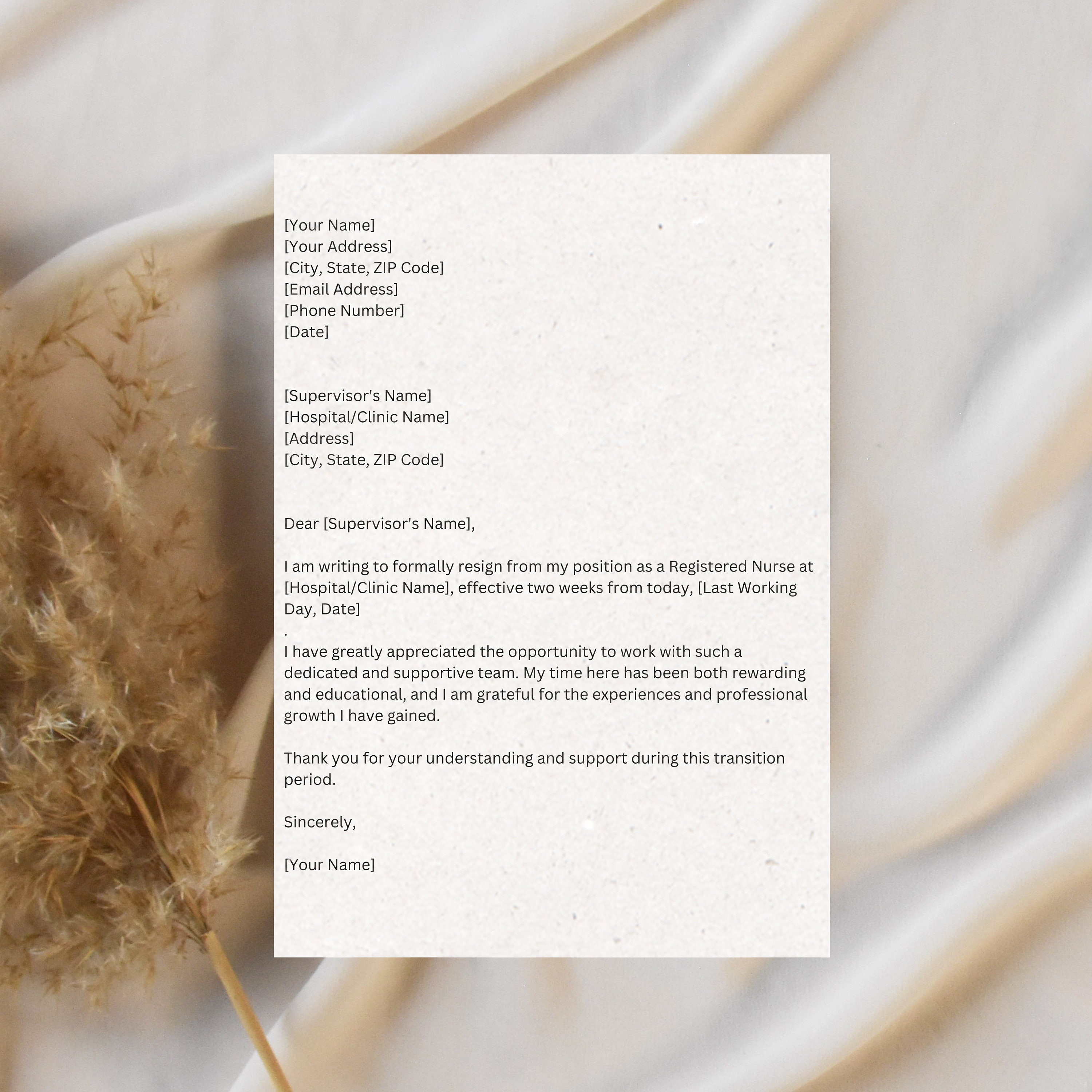 Simple Resignation Letter Template | Instant Download - Etsy