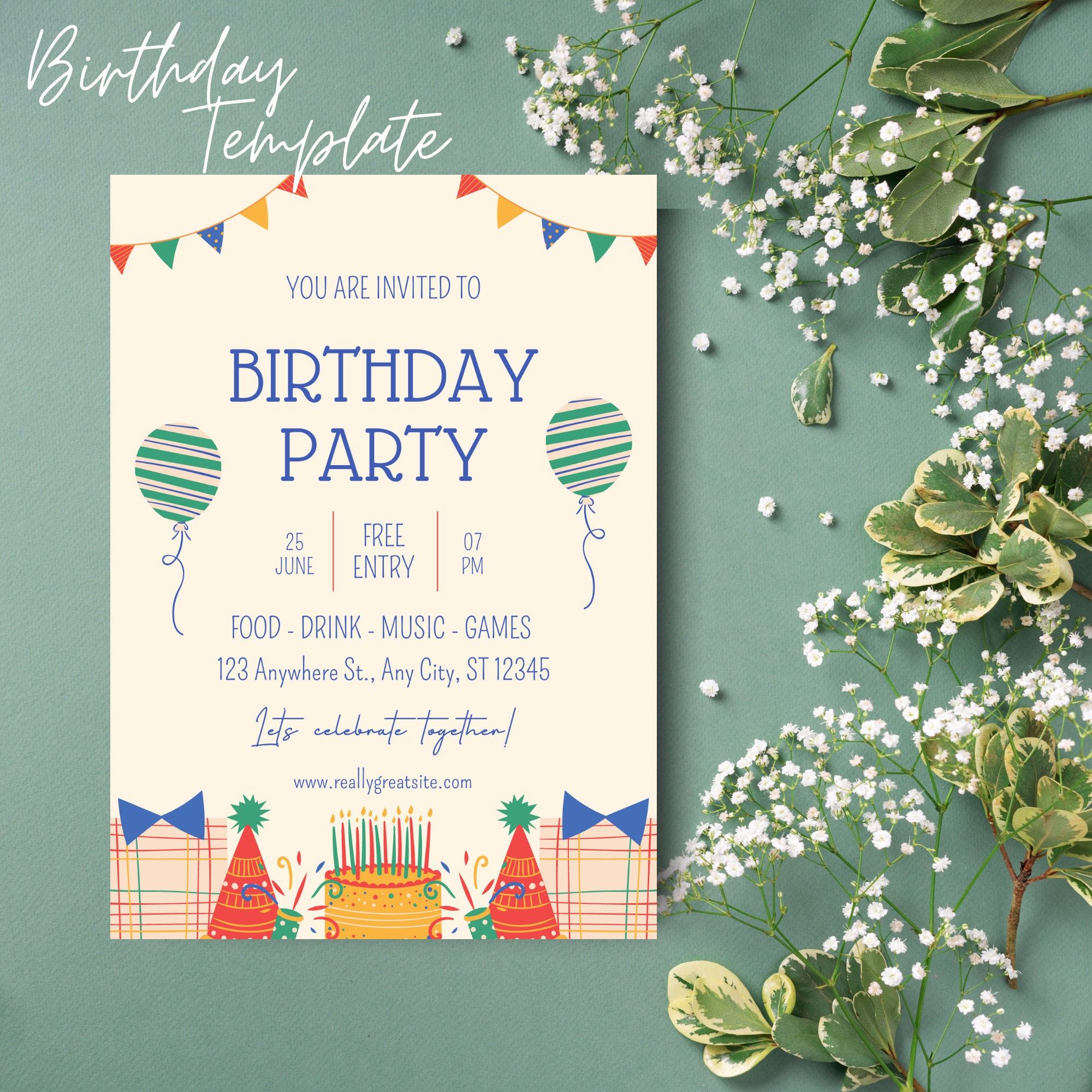 Editable Birthday Invitation Template | Printable Digital Download ...