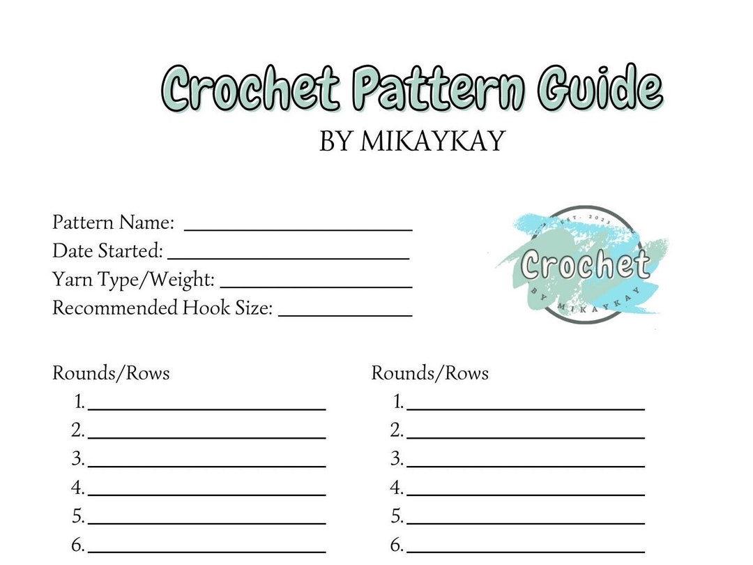 Fillable PDF for Crochet Pattern Writing Digital Download ONLY - Etsy