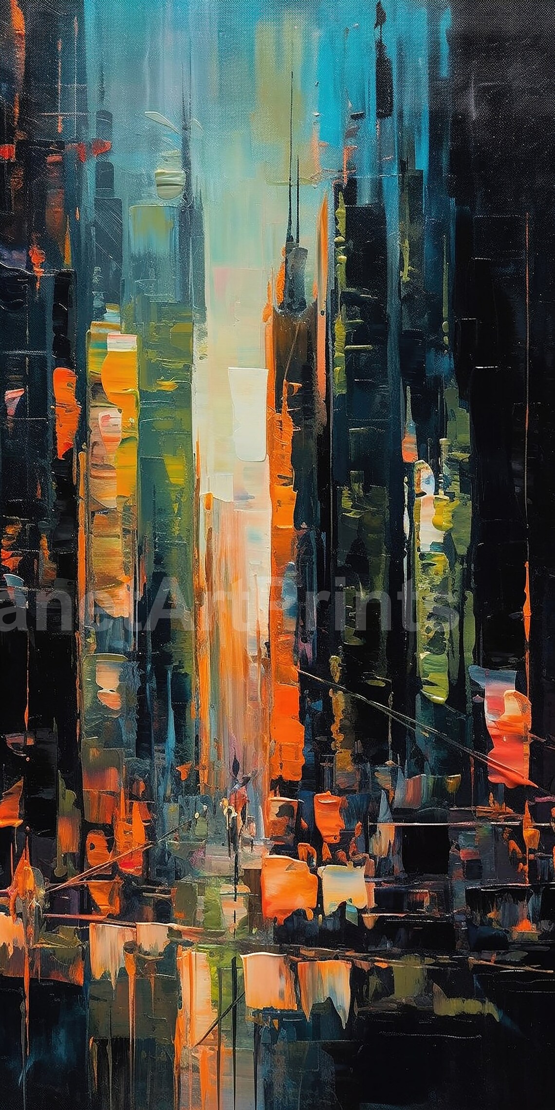 PRINTABLE ART | Abstract Cityscape Oil Painting | Wall Art Decor (set ...