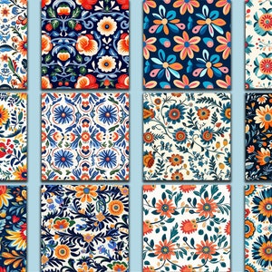 PRINTABLE | Seamless Spanish Floral Prints| Hires (300dpi) | Fabric ...