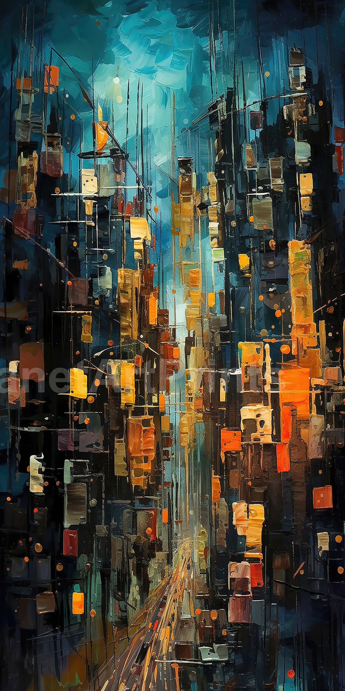 PRINTABLE ART | Abstract Cityscape Oil Painting | Wall Art Decor (set ...