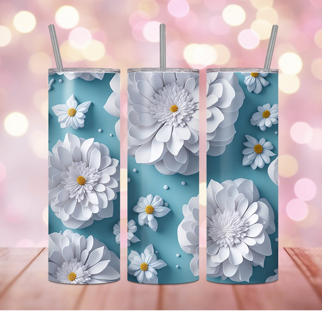 3D Flower Sublimation Design 20 Oz Skinny Tumbler Sublimation - Etsy