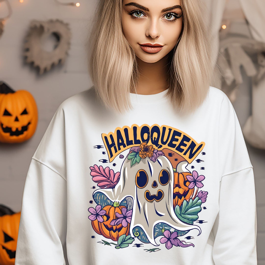 Retro Halloween Ghost Png, Halloqueen Png, Halloqueen Shirt, Retro ...