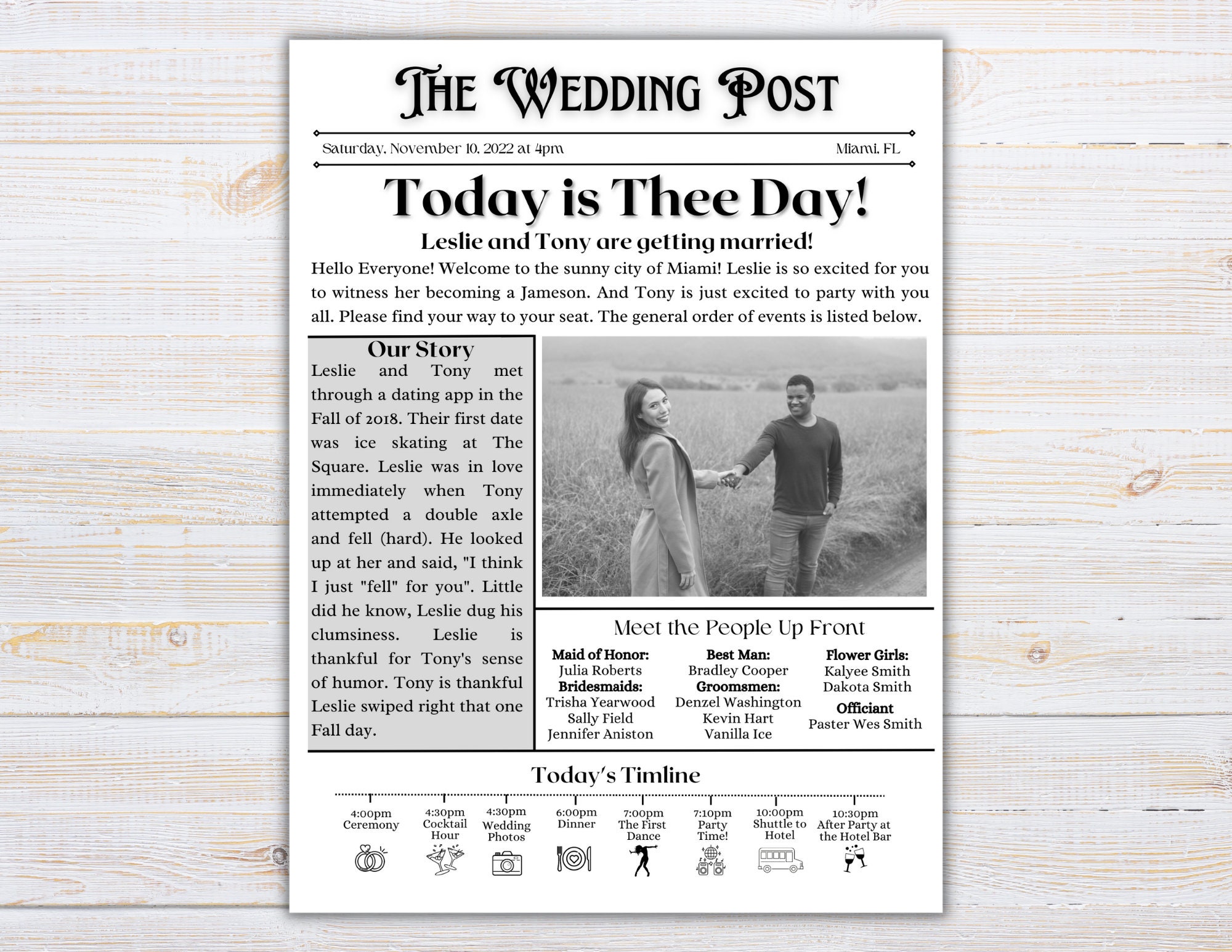 Wedding Newspaper Program, Wedding Newspaper, Wedding Program ...