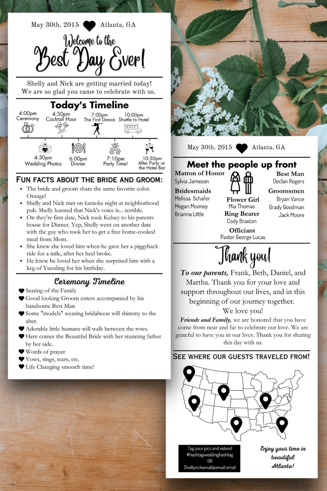 Wedding Program Template, Unique Wedding, Printable Wedding Program ...