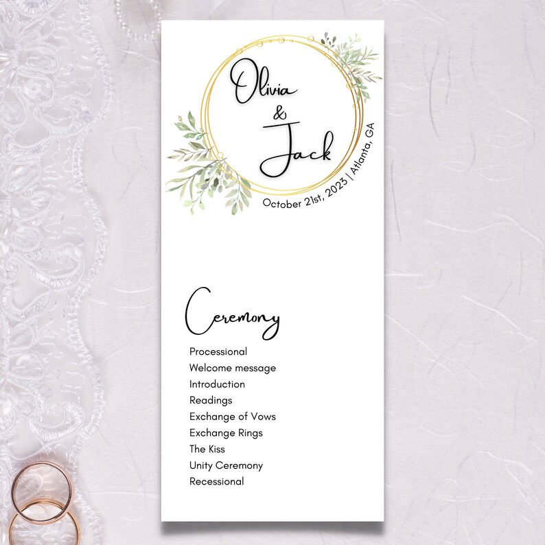 Modern Wedding Program, Wedding Ceremony Timeline, Minimalist Wedding ...