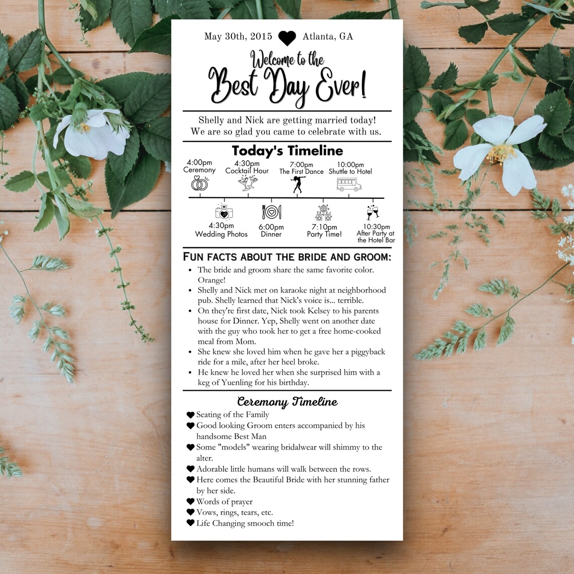 Wedding Program Template, Unique Wedding, Printable Wedding Program ...