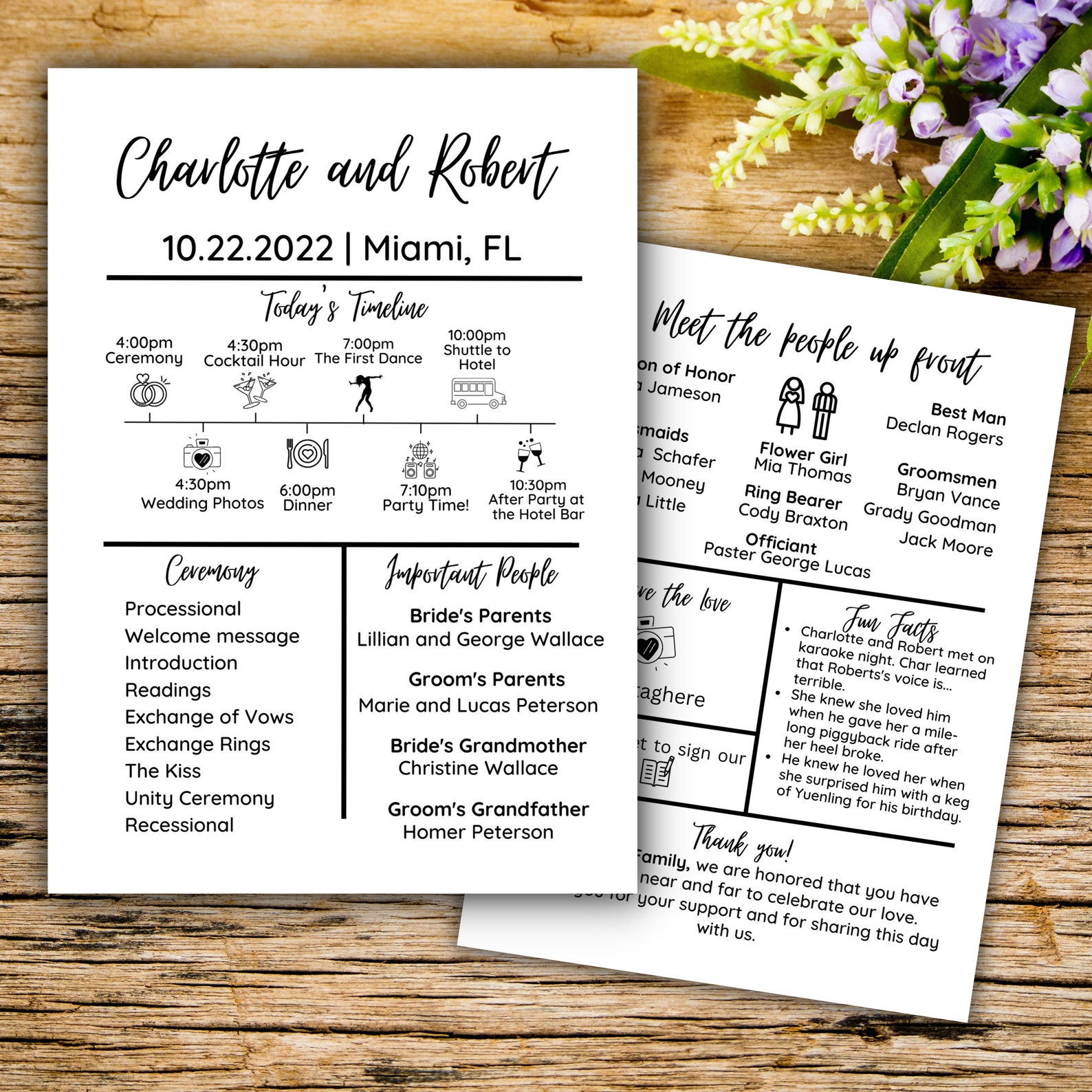 Wedding Program Template, Unique Wedding Program, Modern Wedding Program, Printable Wedding ...