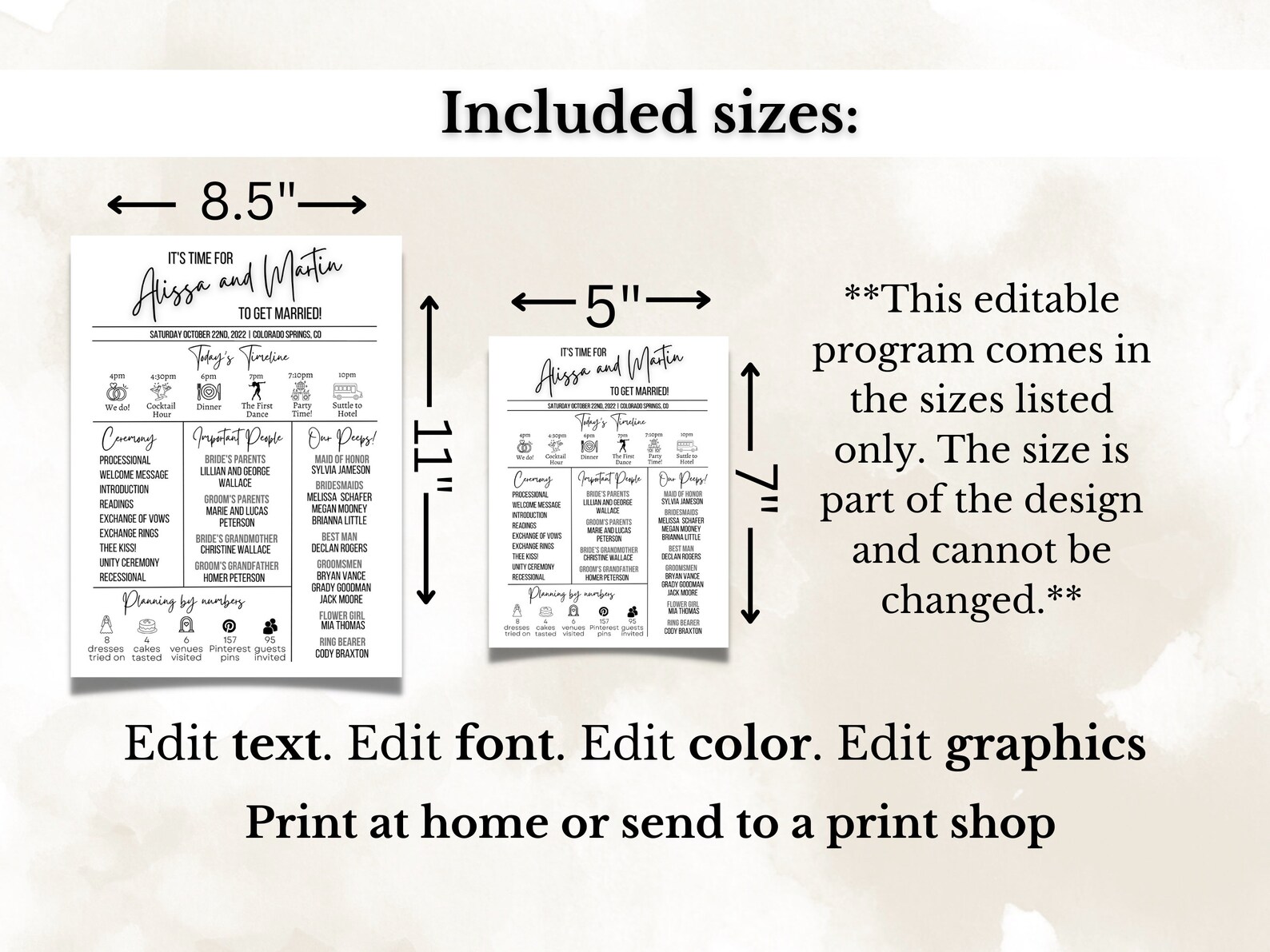 Modern Wedding Program, Wedding Program Template, Unique Wedding ...