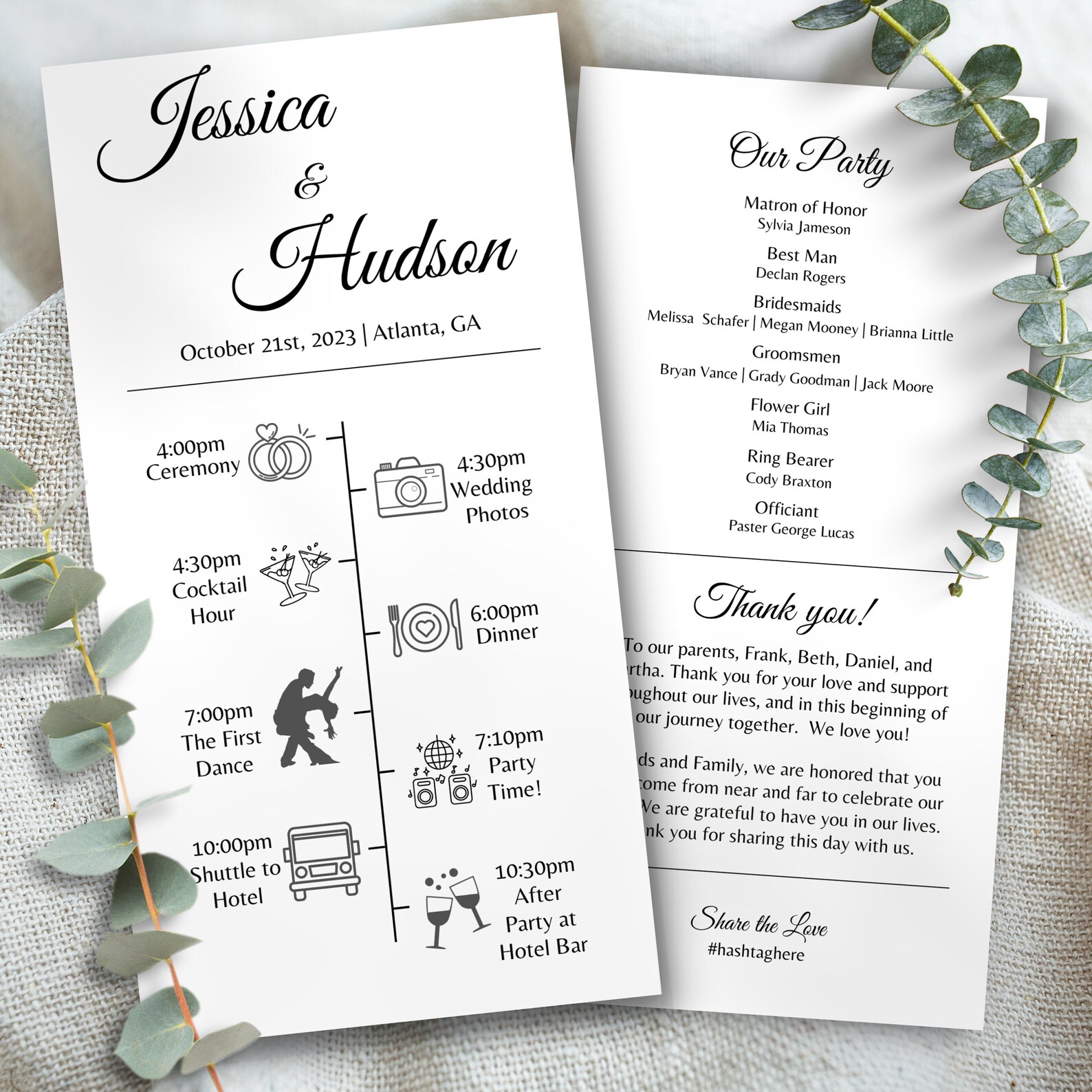 Wedding Program Template, Unique Wedding Program, Modern Wedding ...