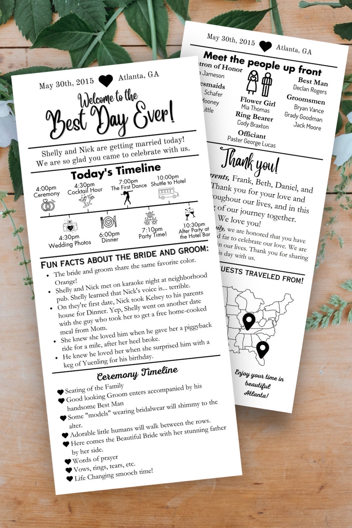 Wedding Program Template, Unique Wedding, Printable Wedding Program ...