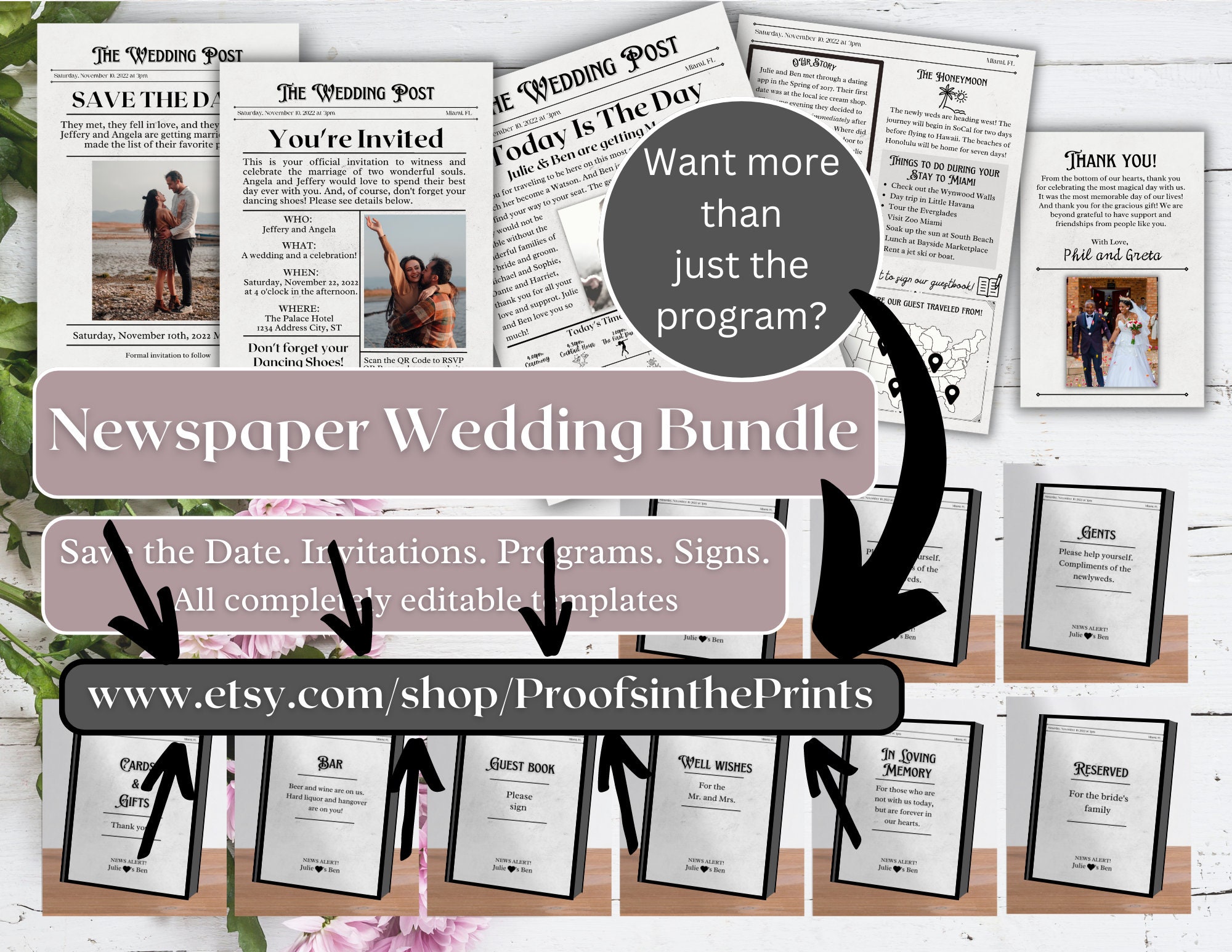 Wedding Newspaper Program, Wedding Newspaper, Wedding Program ...