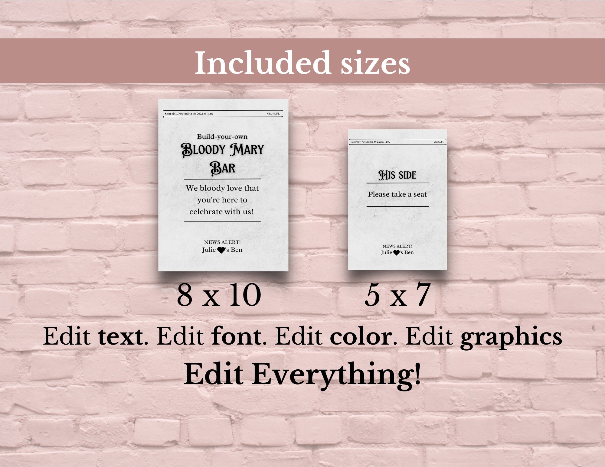 Wedding Sign Templates, Modern Wedding Reception Signs, Editable ...