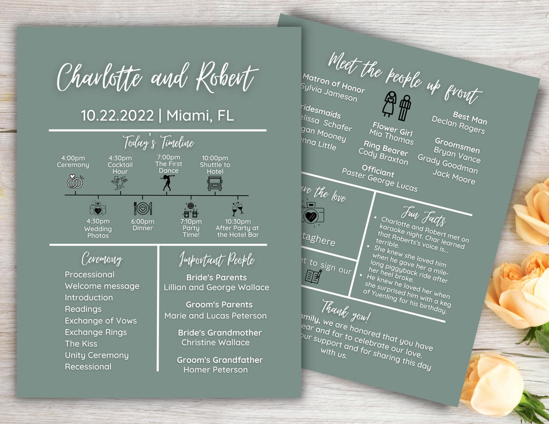 Wedding Program Template, Unique Wedding Program, Modern Wedding ...