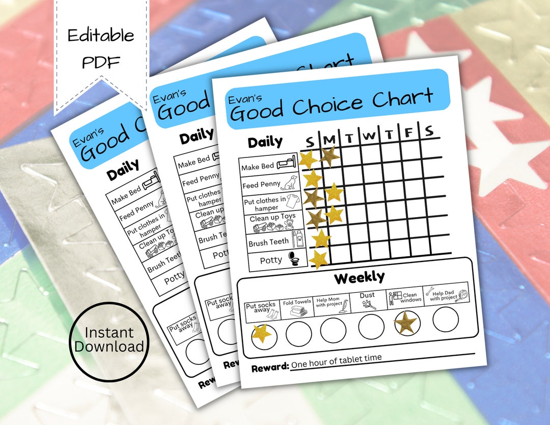 Behavior Chart, Good Choice Chart, Chore Chart, Child Reward Chart ...