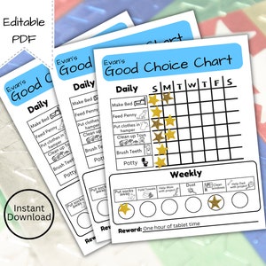 Behavior Chart, Good Choice Chart, Chore Chart, Child Reward Chart ...
