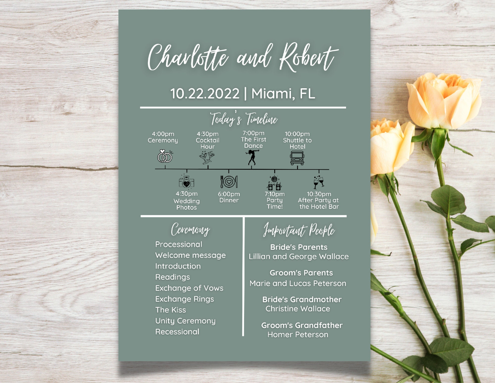 Wedding Program Template, Unique Wedding Program, Modern Wedding ...